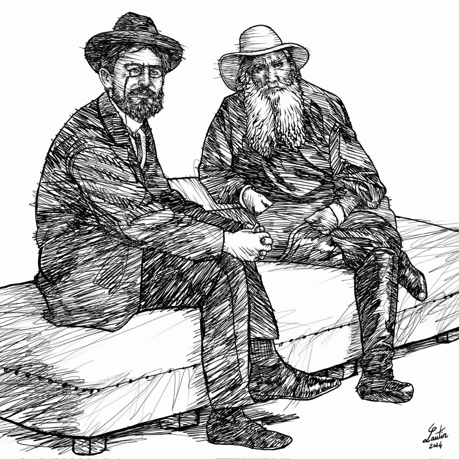 Anton CHEKHOV and Leo TOLSTOY Ink Portrait - POSTER - Various Sizes ...