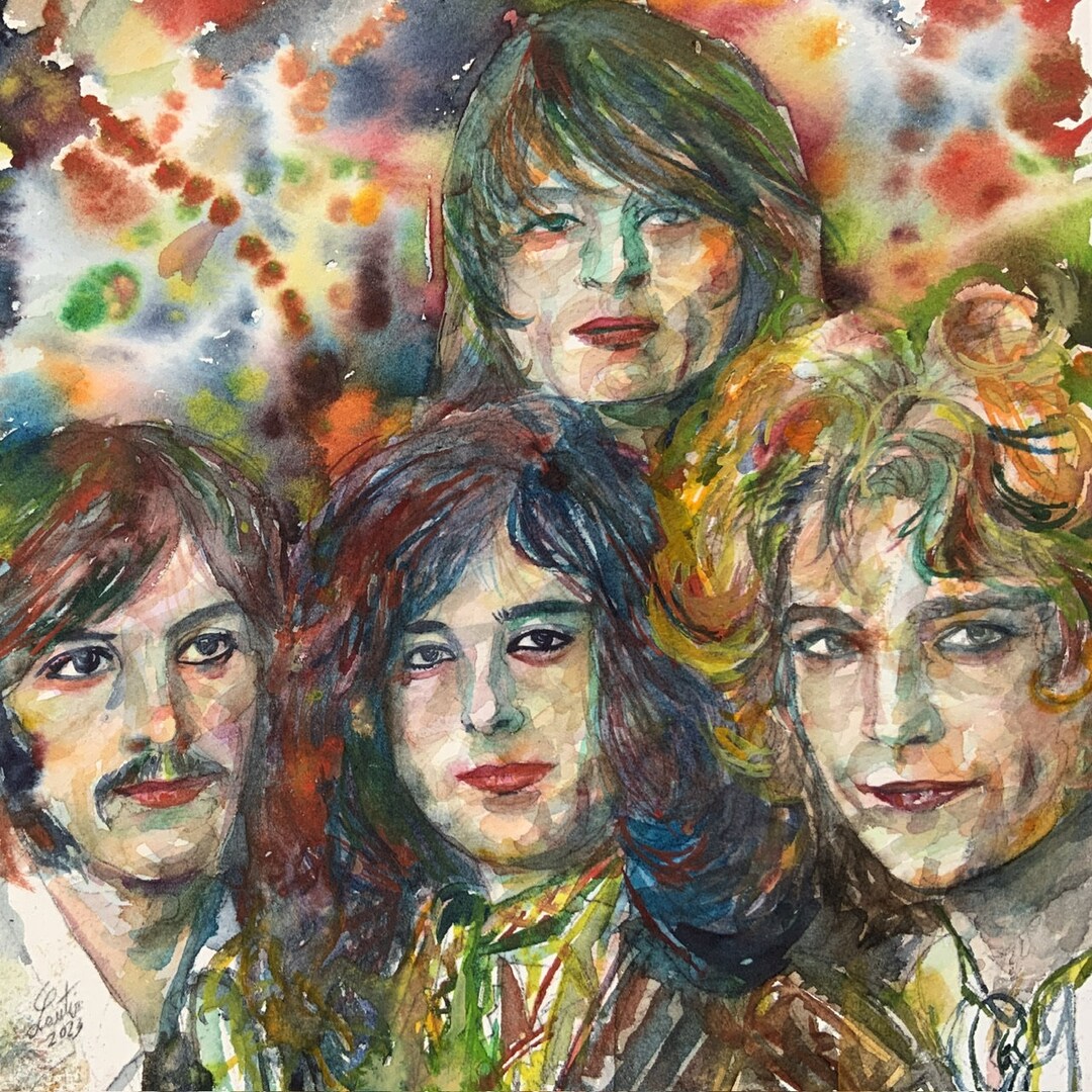 LED ZEPPELIN Watercolor Portrait POSTER Various Sizes Art Print ...