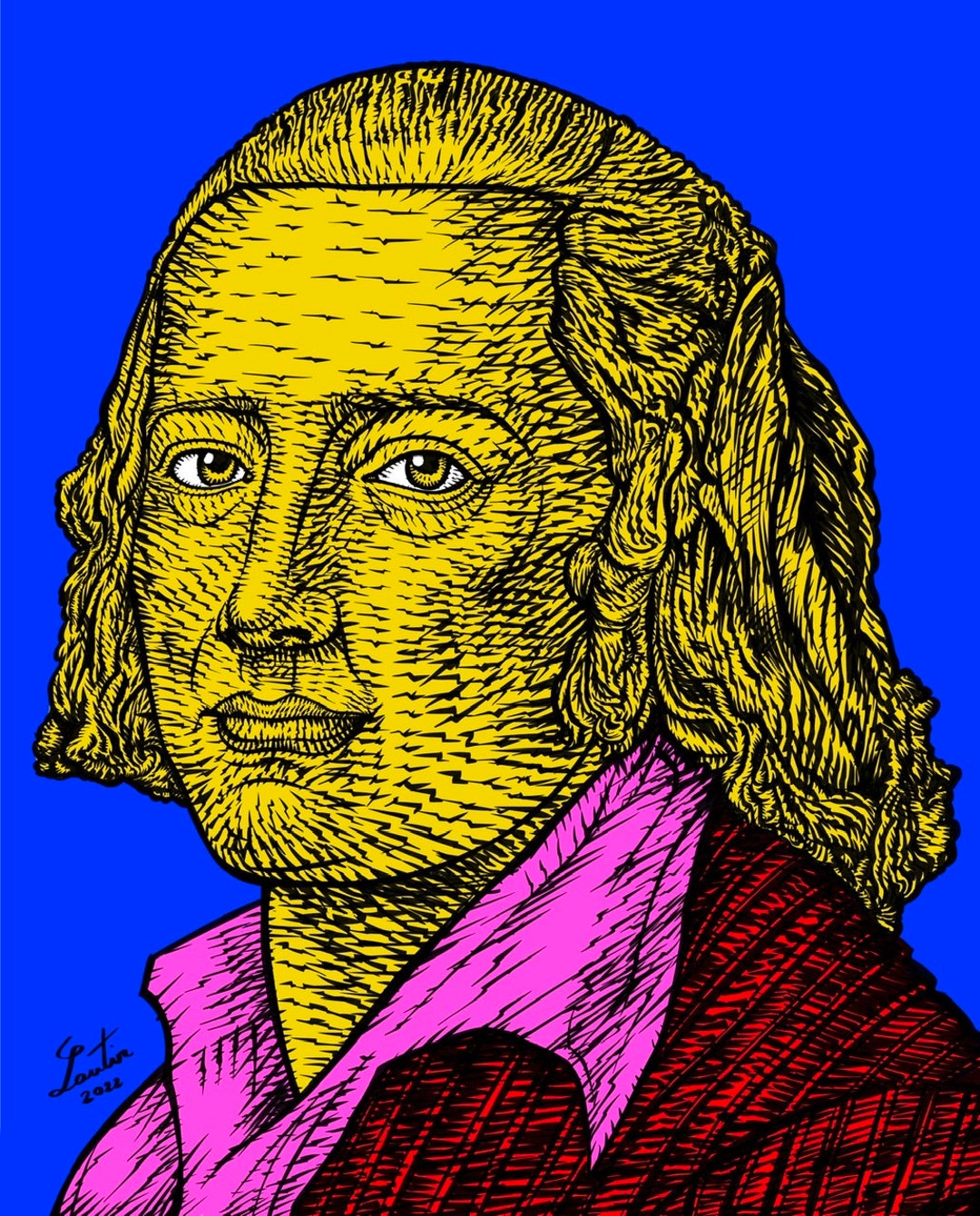 FRIEDRICH HOLDERLIN Ink and Acrylic Portrait POSTER Various Sizes ...