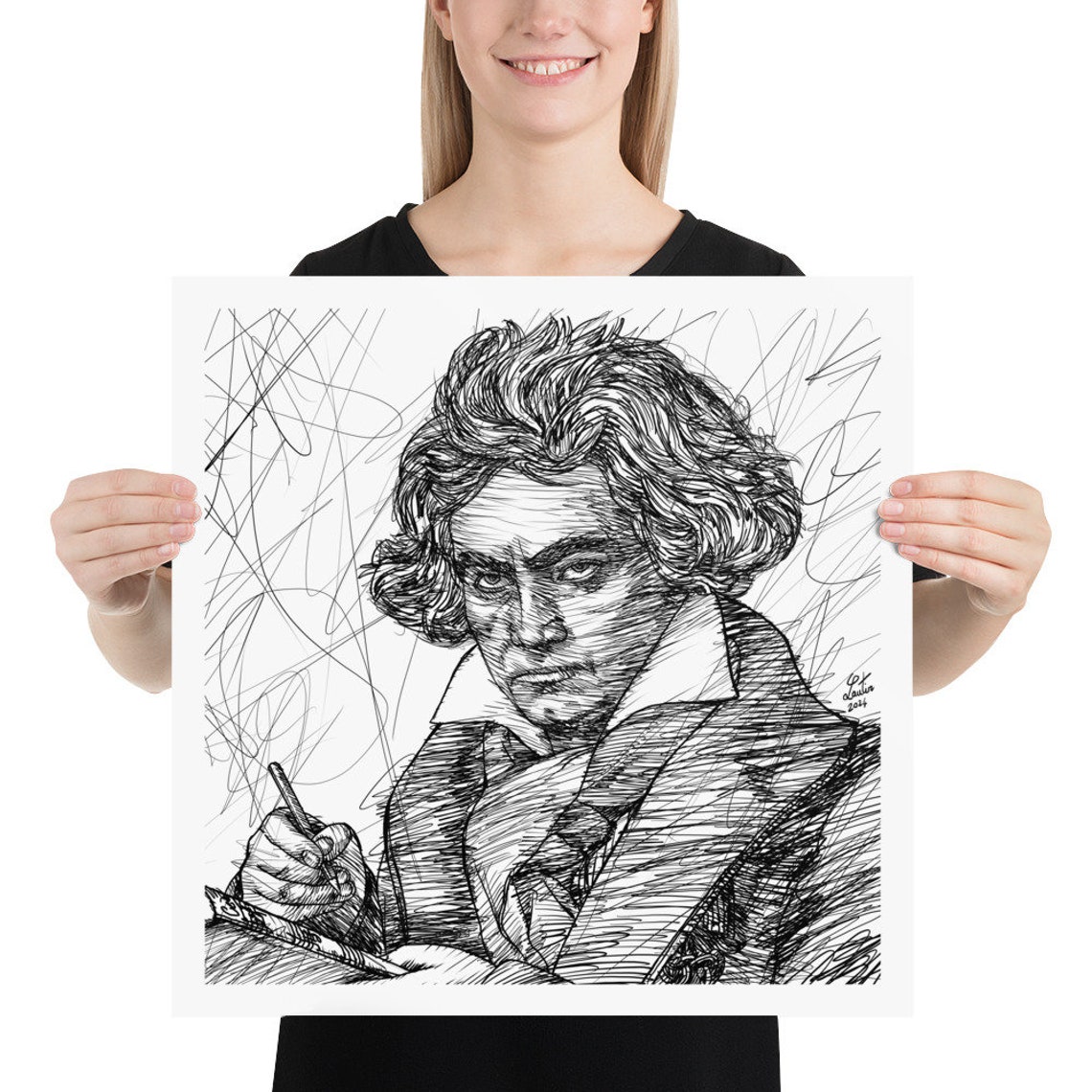 LUDWIG Van BEETHOVEN Ink Portrait - POSTER - Various Sizes Available ...