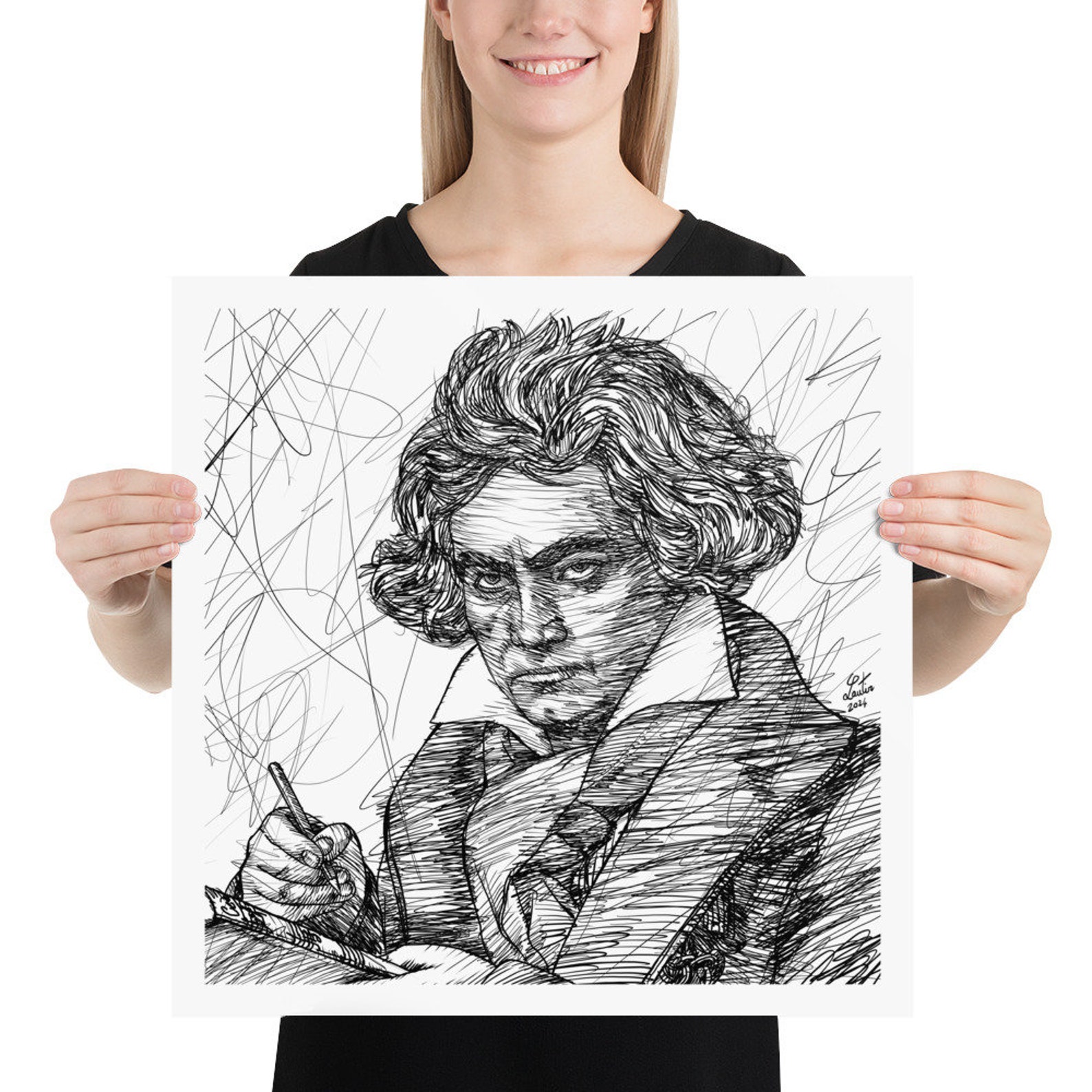 LUDWIG Van BEETHOVEN Ink Portrait - POSTER - Various Sizes Available ...
