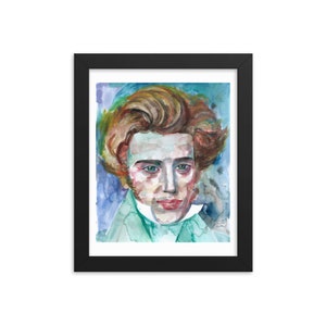 SOREN KIERKEGAARD Watercolor Portrait - FRAMED Poster Ready to Hang ...