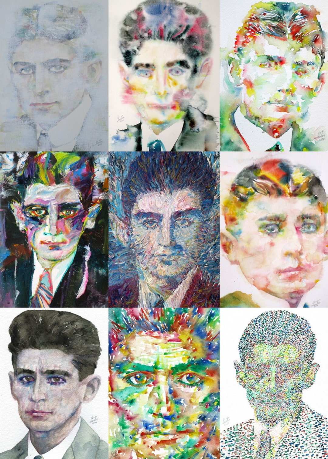 Nine Times FRANZ KAFKA - Collage POSTER Painting - Various Sizes ! Art ...