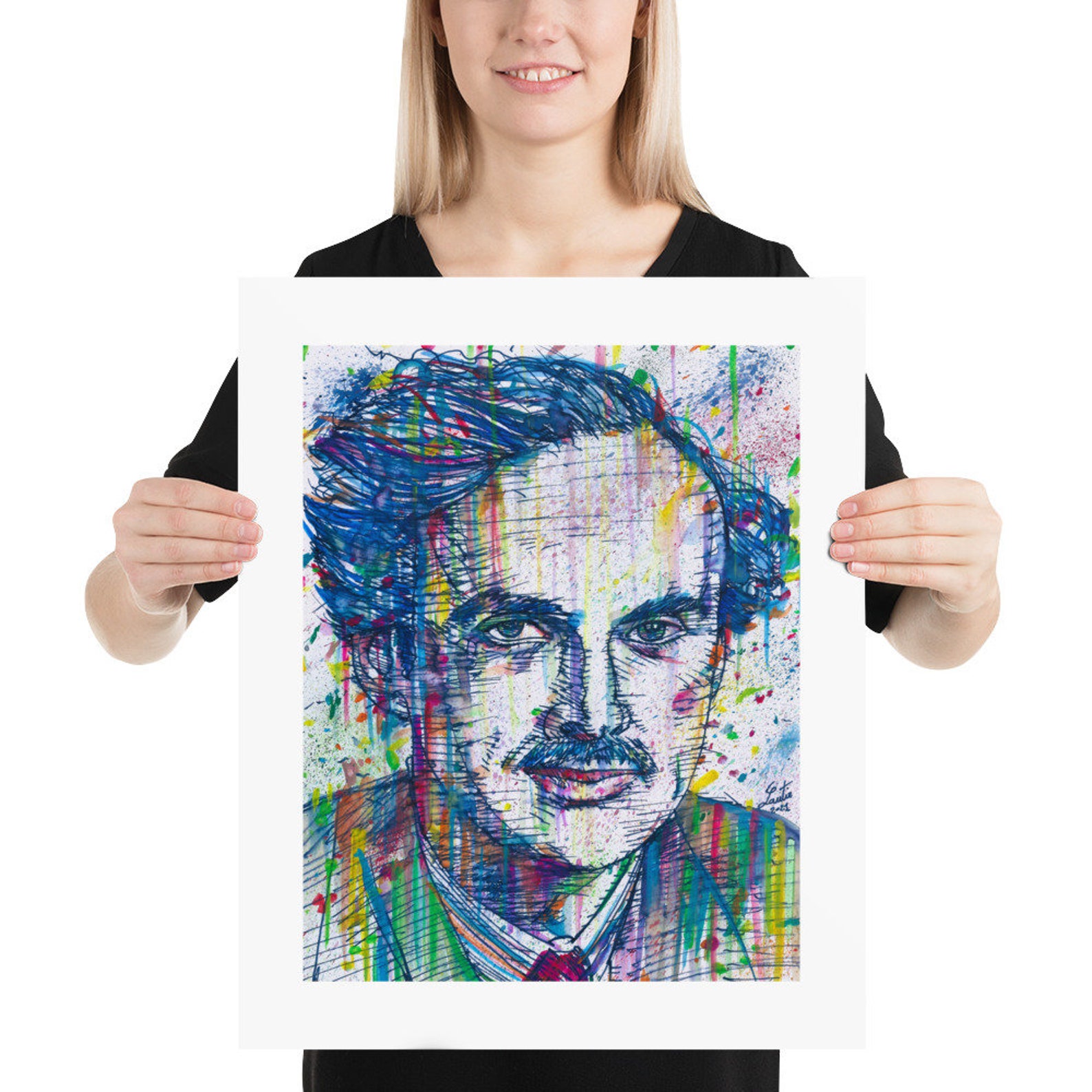 PAUL DIRAC watercolor and ink portrait Poster various | Etsy