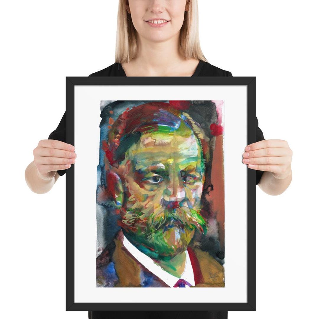 SIGMUND FREUD Watercolor Portrait - FRAMED Poster - Various Sizes! Art ...