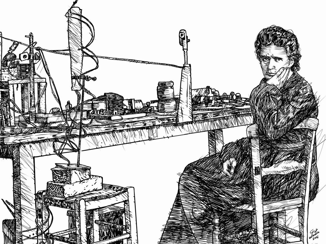 MARIE CURIE Ink Portrait - POSTER - Various Sizes Available! Art Print ...