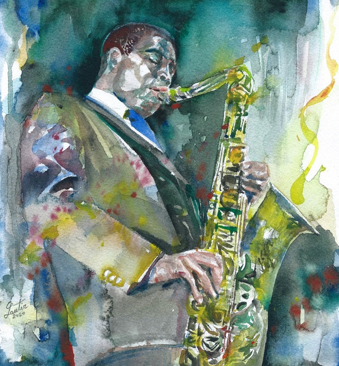 JOHN COLTRANE Watercolor Portrait - POSTER- Various Sizes Available ...