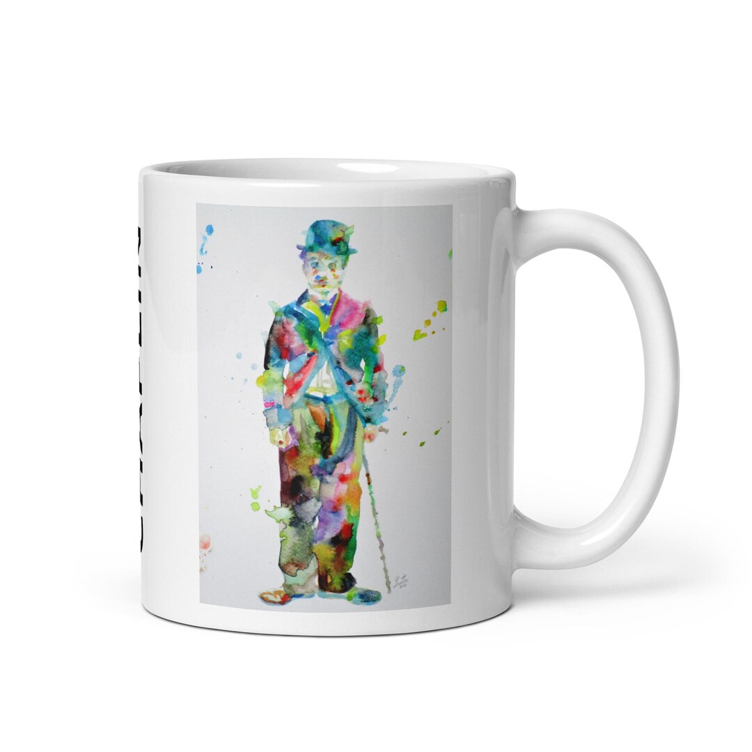 MUG - CHARLIE CHAPLIN Watercolor Figure Portrait .6 - Various Sizes ...