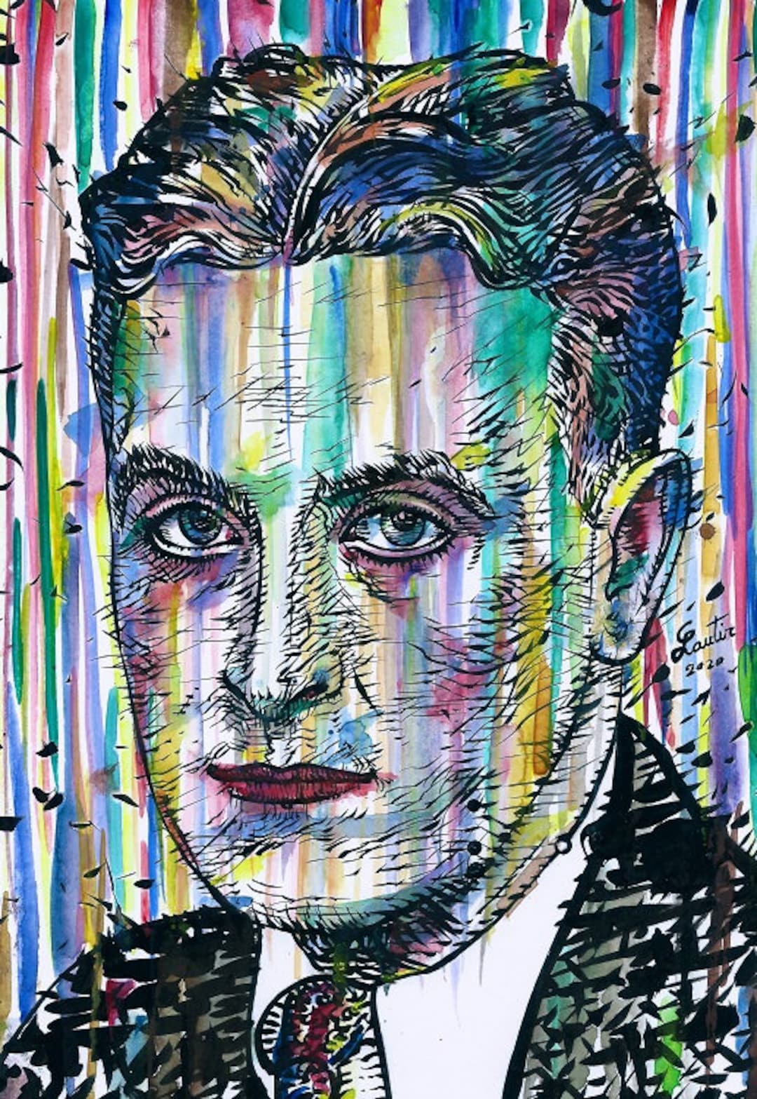 F. SCOTT FITZGERALD Watercolor & Ink Portrait - POSTER - Various Sizes ...