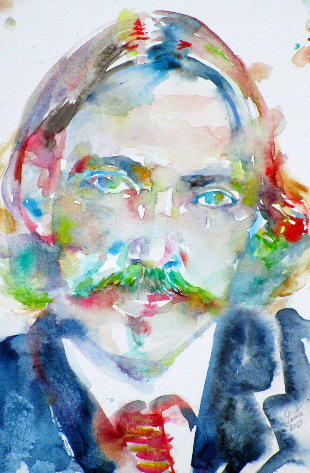 ROBERT LOUIS STEVENSON Watercolor Portrait - Poster - Various Sizes ...
