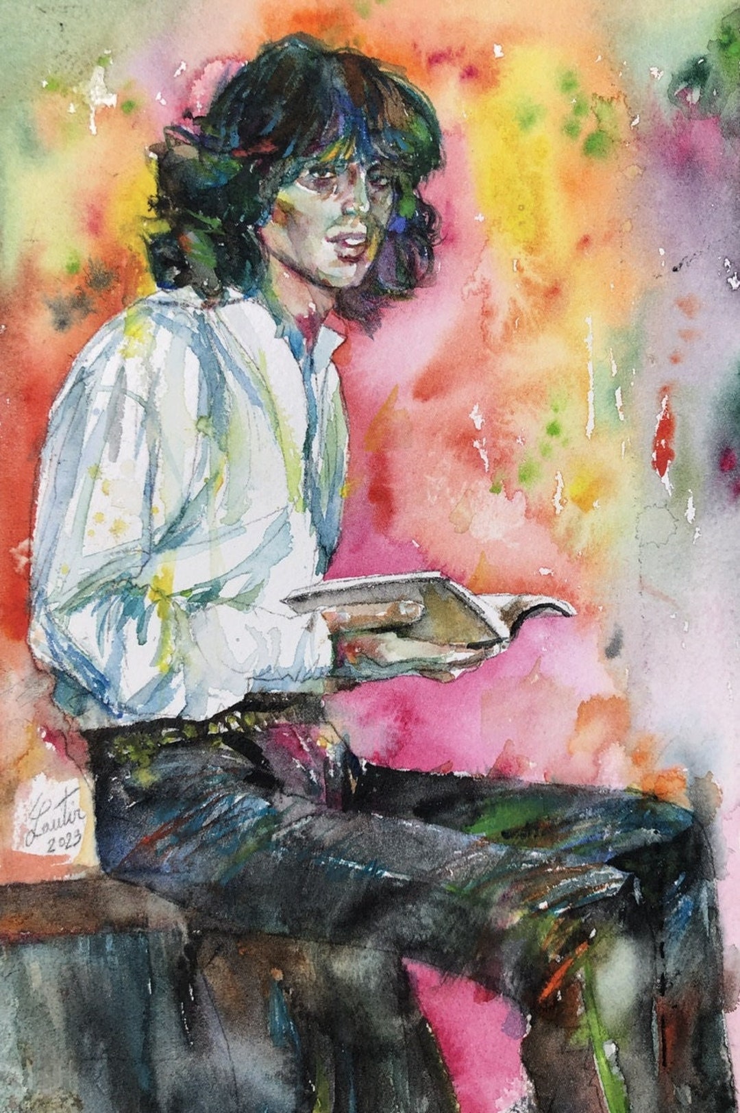 JIM MORRISON Watercolor Portrait POSTER Various Sizes Available Art ...