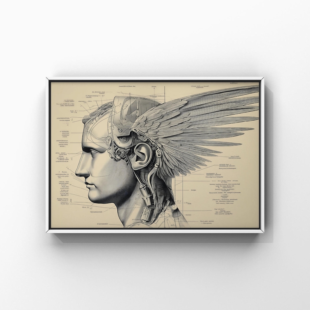 Mechanical Angel Anatomy Print – Steampunk Archangel Wings (digital ...