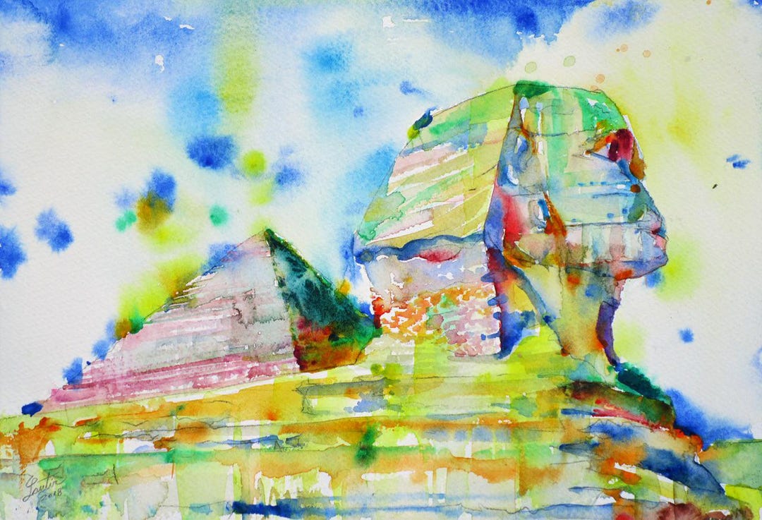 GREAT SPHINX and PYRAMID - Watercolor Painting - Poster -various Sizes ...