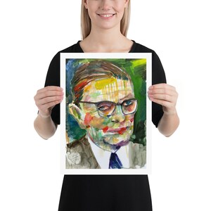 Jean-paul SARTRE Watercolor Portrait - POSTER - Various Sizes Available ...