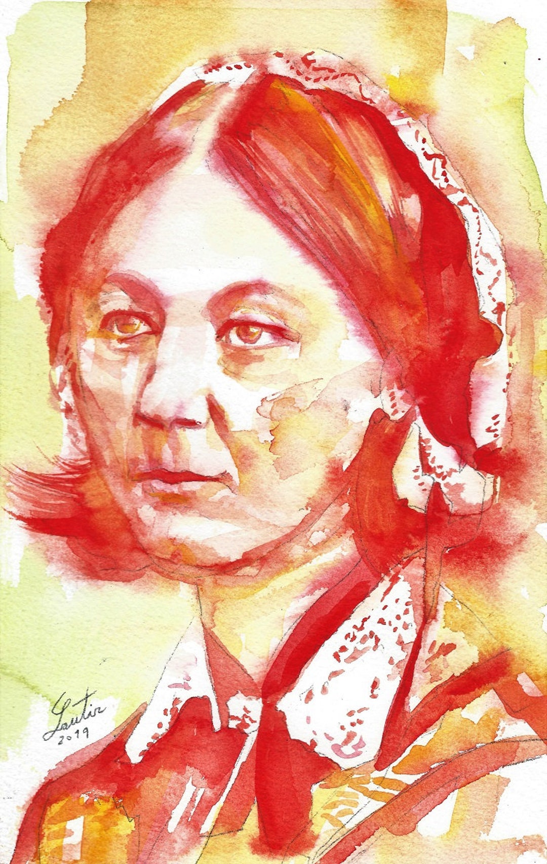 FLORENCE NIGHTINGALE Watercolor Portrait - POSTER - Various Sizes ...