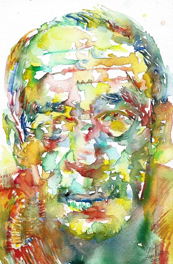 Pinturas De Henry Miller Retrato En Acuarela De Henry Miller Póster