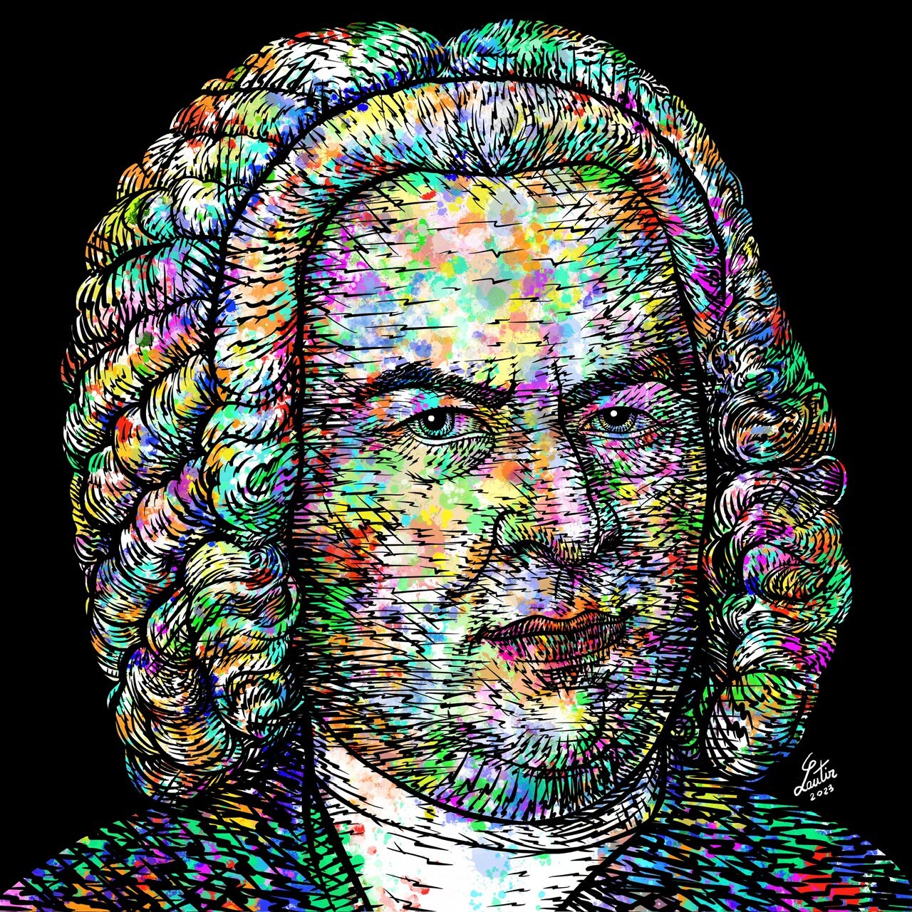 Johann SEBASTIAN BACH Ink and Watercolor Portrait - POSTER - Various ...