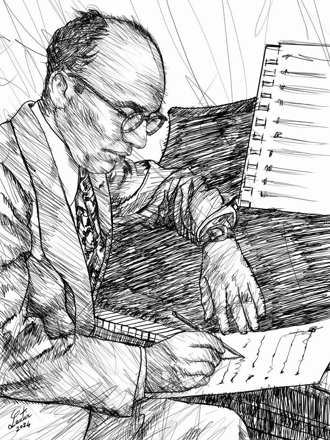 KURT WEILL Ink Portrait - POSTER - Various Sizes Available! Art Print ...
