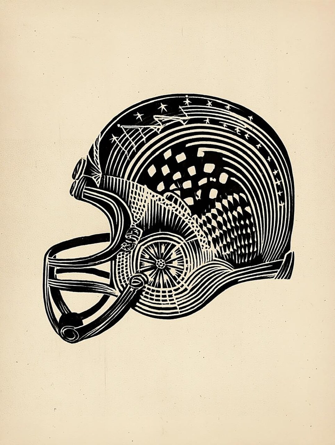 Intricate Football Helmet Art Print, American Sport Decor - Etsy