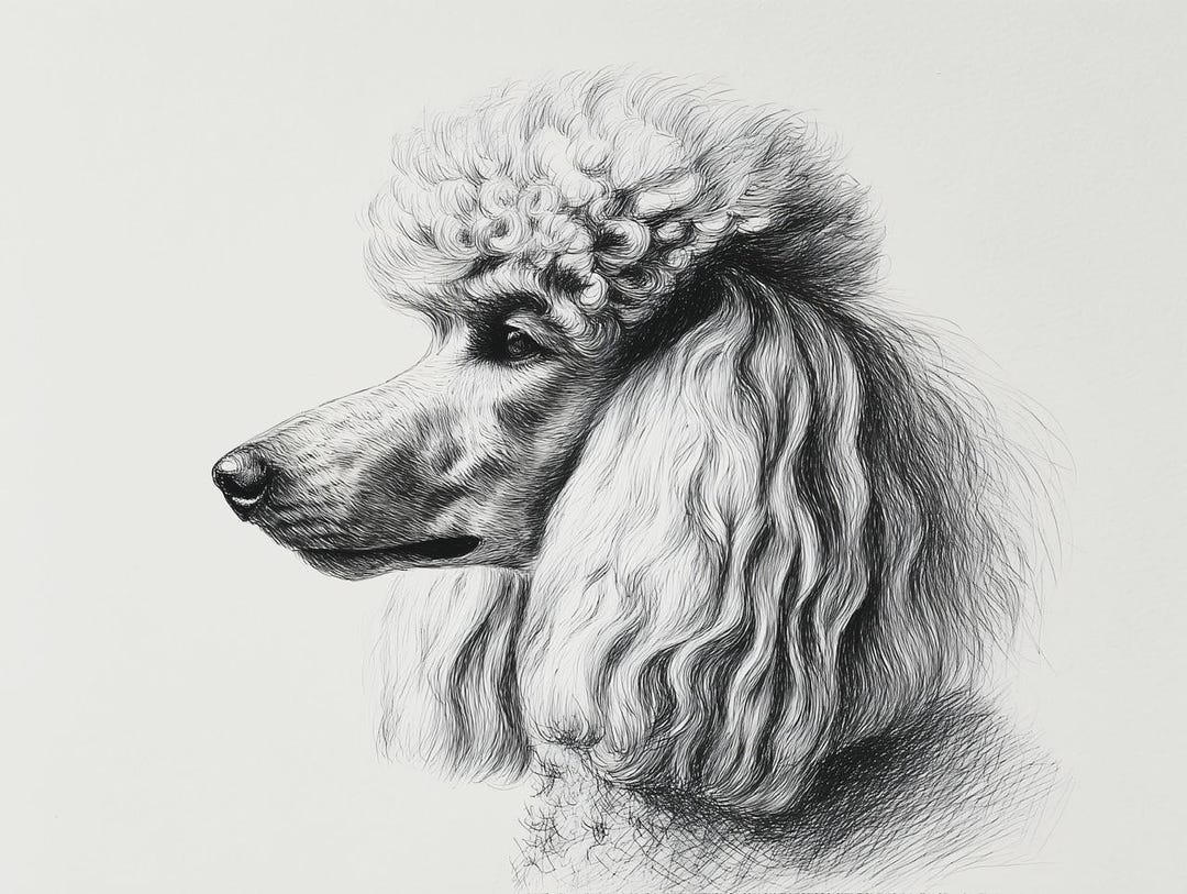 Elegant Poodle Portrait , Digital Download, Printable Poster, Wall Art ...