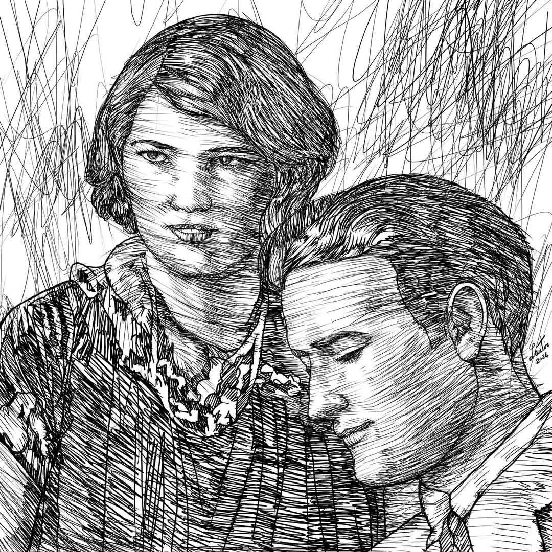 ZELDA and F. Scott FITZGERALD Ink Portrait - POSTER - Various Sizes ...