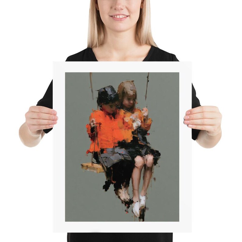 Two Children on a Swing , Posters, Poster Print, Wall Art Decor, Prints ...