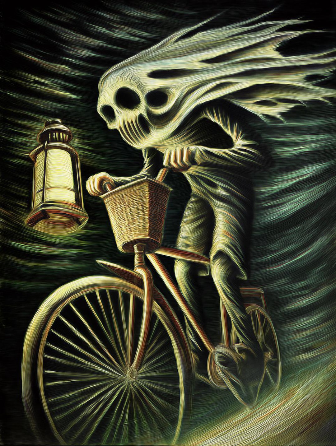 GHOST ON A BICYCLE , Poster Print, Posters, Wall Art Decor, Prints ...