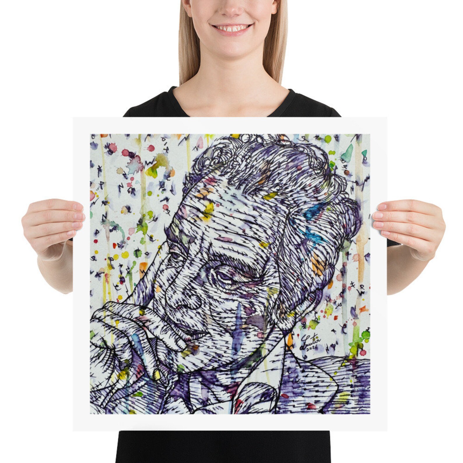 ITALO CALVINO Watercolor and Ink Portrait POSTER Various Sizes ...