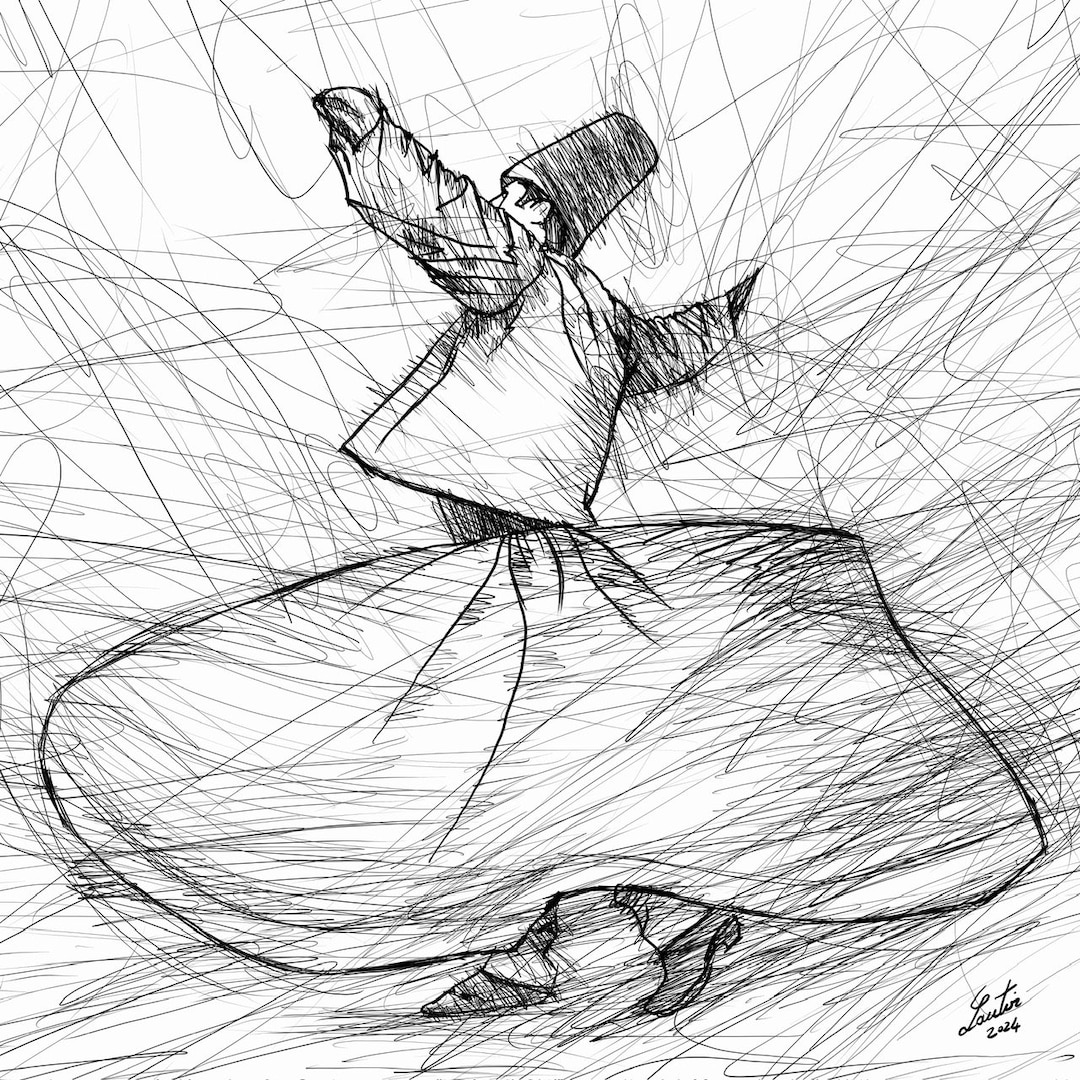 WHIRLING SUFI .1 - POSTER - Various Sizes Available! Art Print Drawing ...