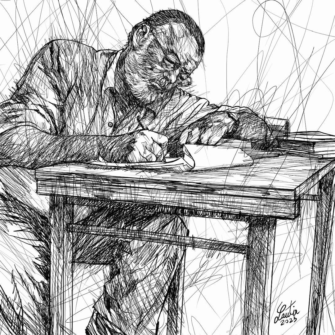 ERNEST HEMINGWAY Ink Portrait - POSTER - Various Sizes Available! Art ...