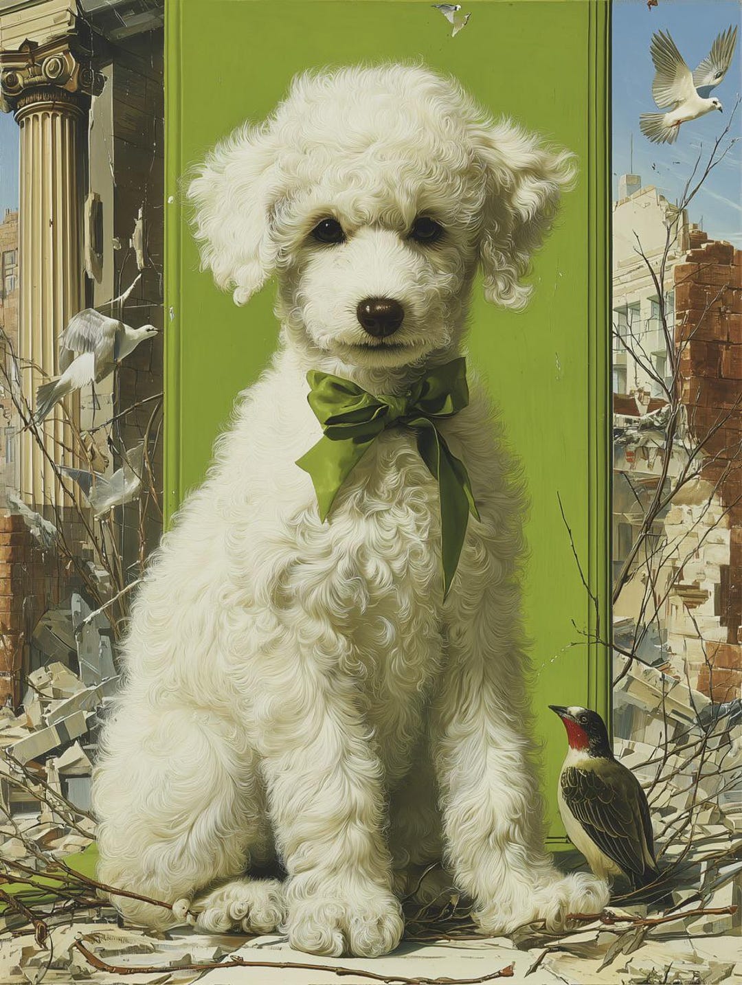 Poodle With Green Bow , Posters, Poster Print, Wall Art Decor, Prints ...