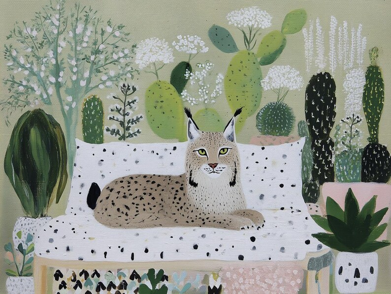 Printable - LYNX IN BED - Digital Download -scalable to Various Sizes ...