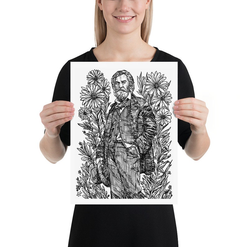 WALT WHITMAN Ink Portrait - POSTER - Various Sizes Available! Art Print ...