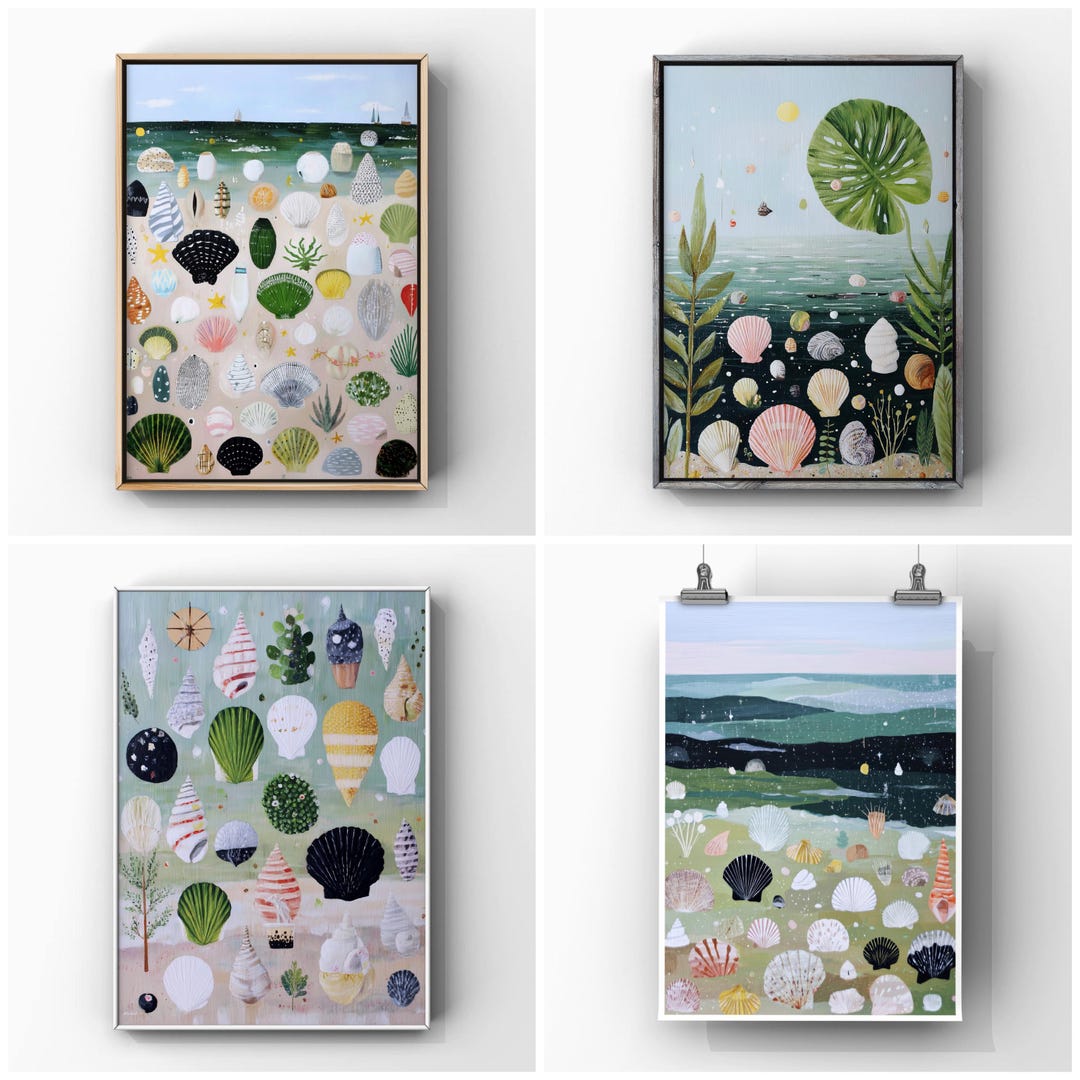 Printable - BUNDLE Set of Four SEASHELLS Images - Digital Download ...