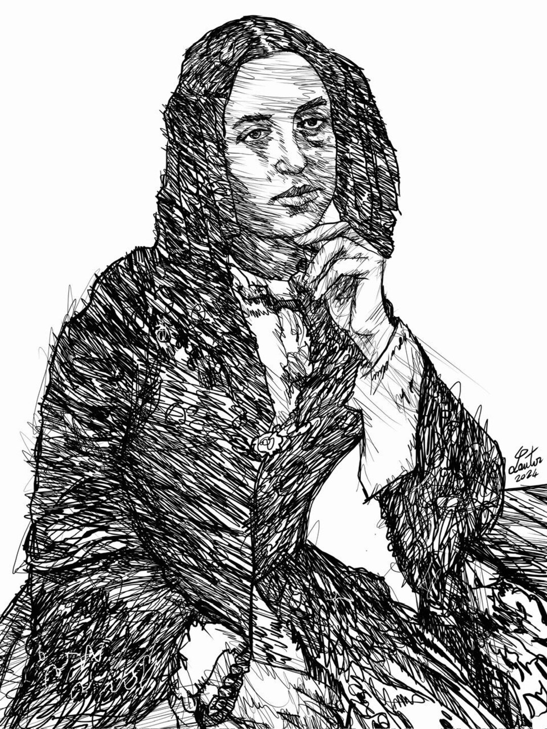 GEORGE SAND Ink Portrait - POSTER - Various Sizes Available! Art Print ...