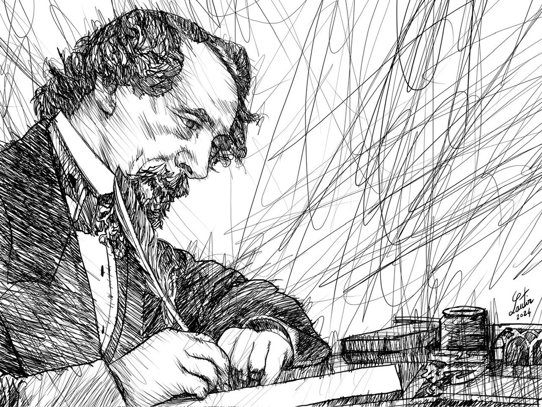CHARLES DICKENS Ink Portrait - POSTER - Various Sizes Available! Art ...