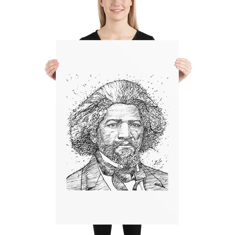 FREDERICK DOUGLASS Ink Portrait - POSTER - Various Sizes Available! Art ...