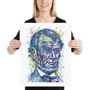 ABRAHAM LINCOLN Watercolor and Ink Portrait - POSTER - Various Sizes ...