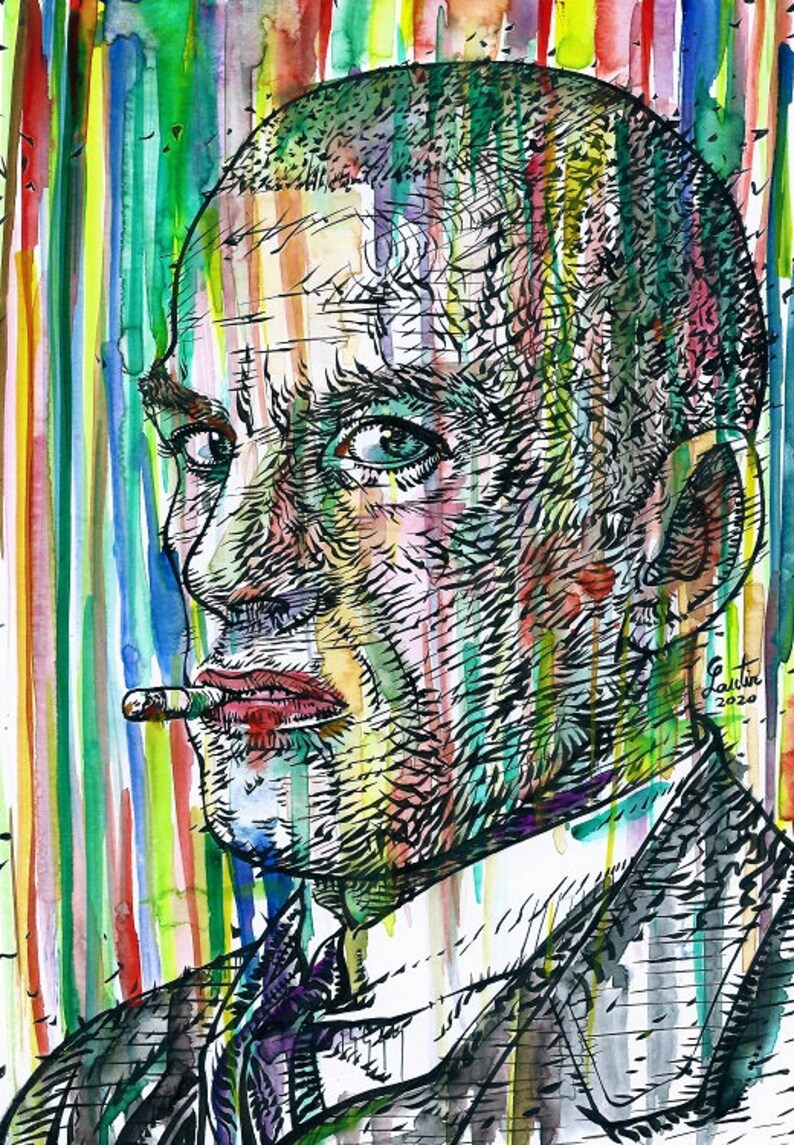 VLADIMIR MAYAKOVSKY acuarela y tinta retrato POSTER varios - Etsy España