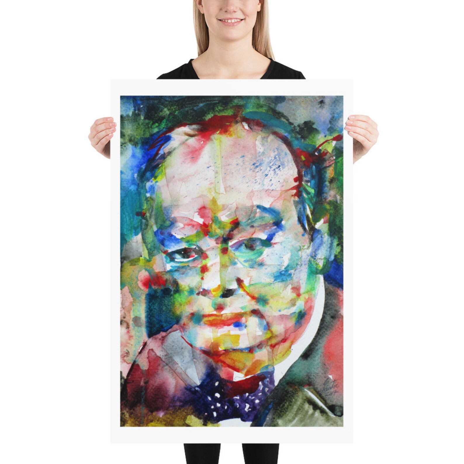 WINSTON CHURCHILL Watercolor Portrait POSTER Various Sizes - Etsy