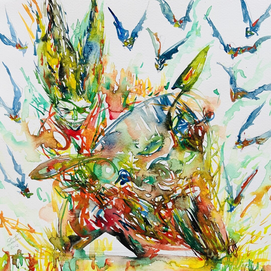 MOTOR Demon With BATS - Watercolor Painting - POSTER - Various Sizes ...