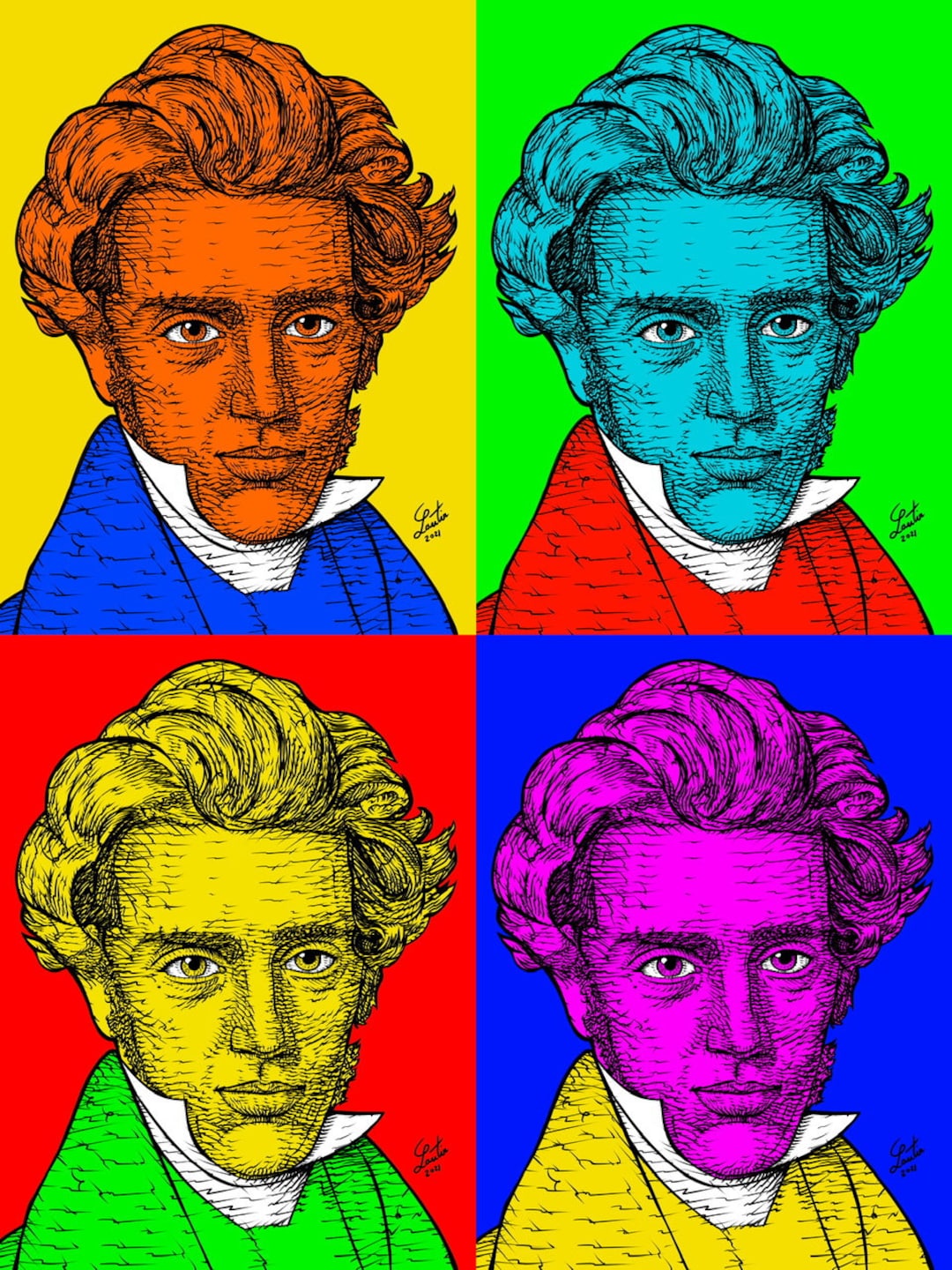 Four Times SOREN KIERKEGAARD - Collage POSTER Painting - Various Sizes ...