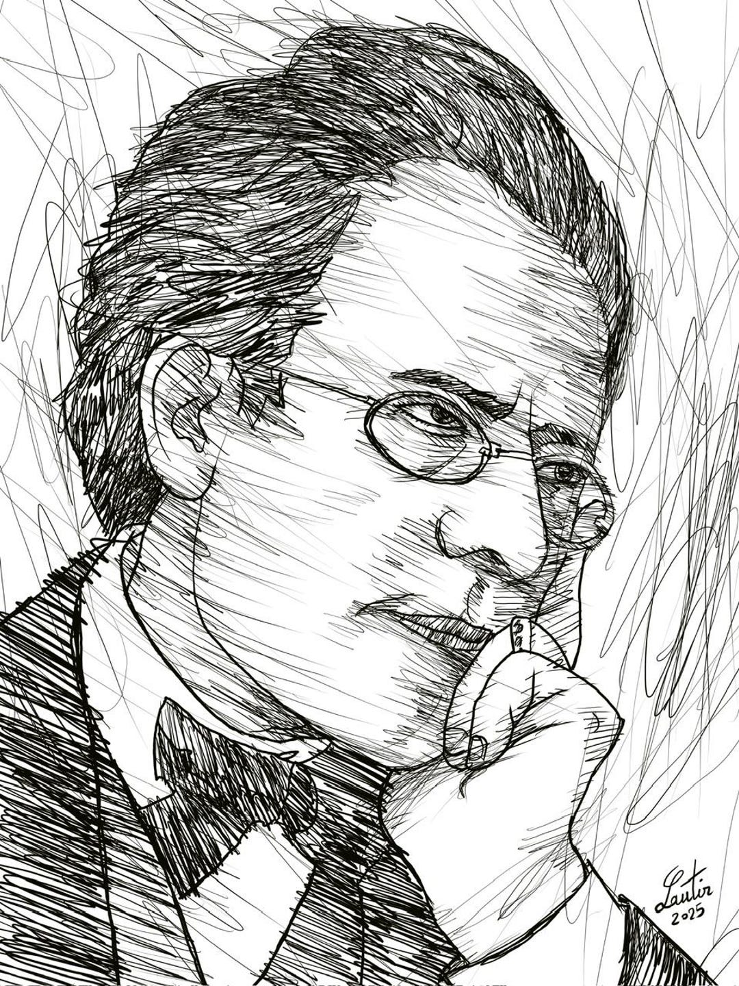 GUSTAV MAHLER Ink Portrait - POSTER - Various Sizes! Art Print Drawing ...