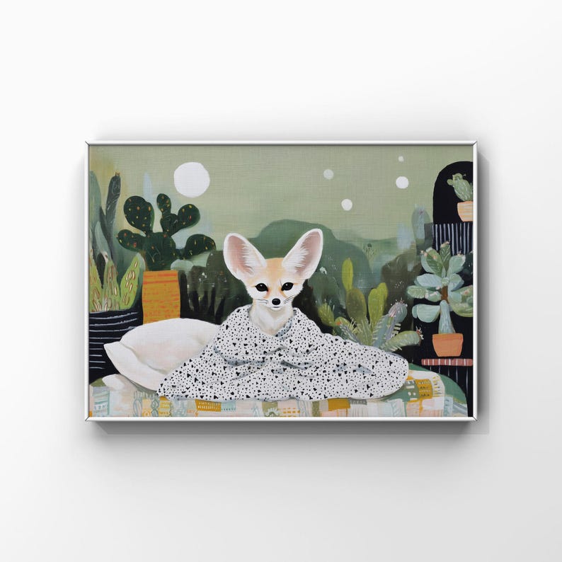 Printable - FENNEC FOX in BED - Digital Download Scalable to Various ...