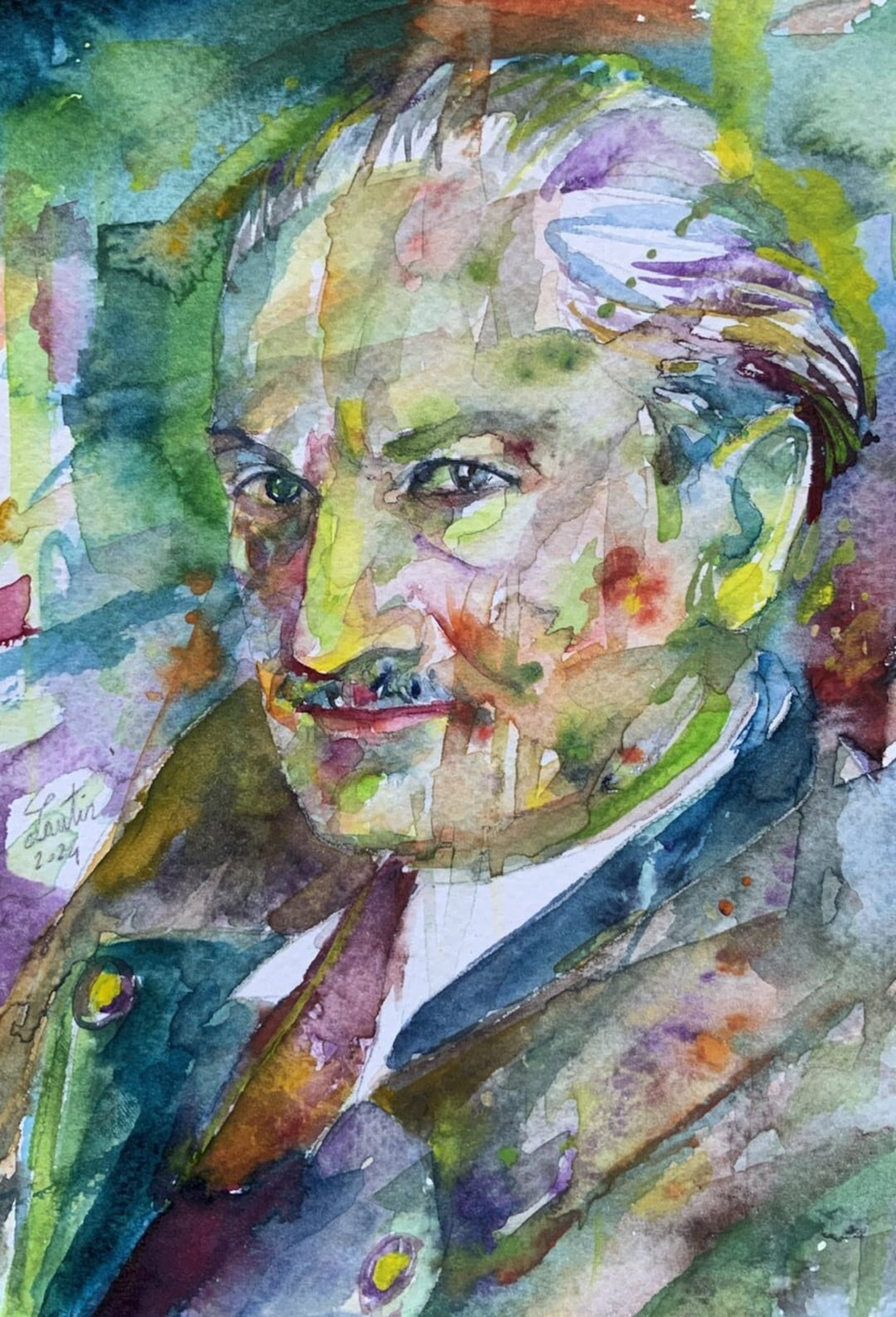 MARTIN HEIDEGGER Watercolor Portrait - POSTER - Various Sizes Available ...