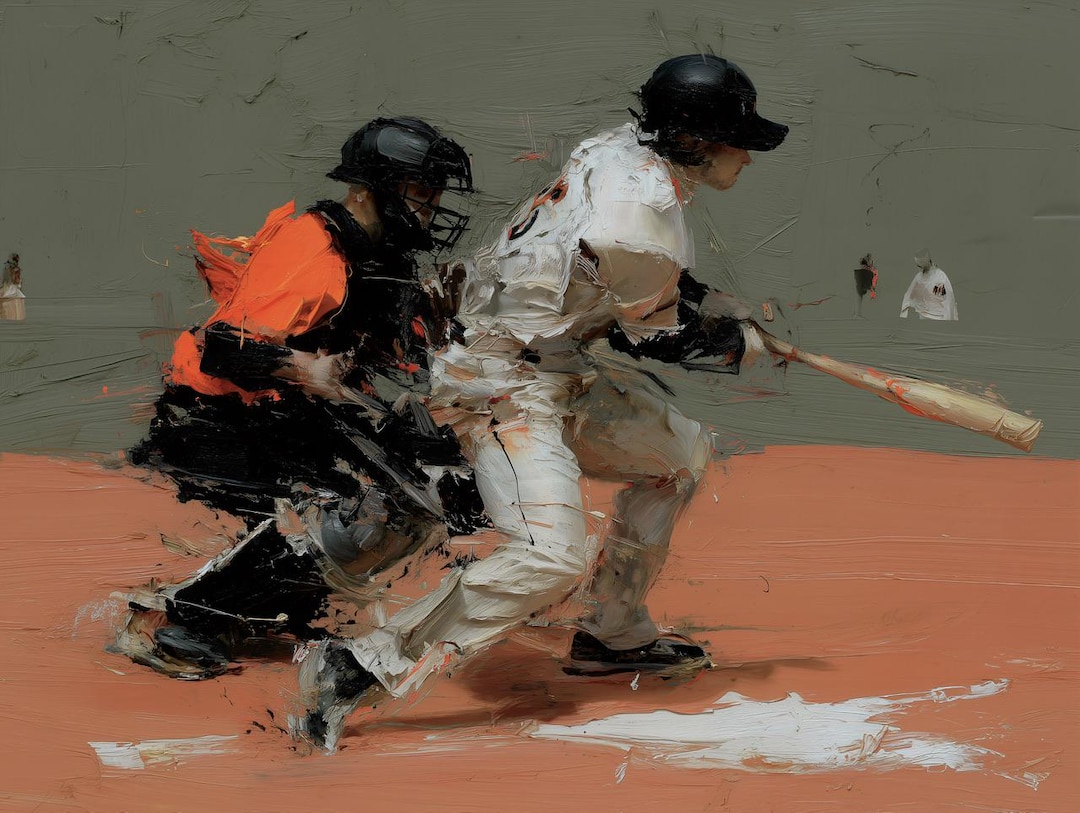 Baseball Batter & Catcher Action Poster, Sport Art Print - Etsy