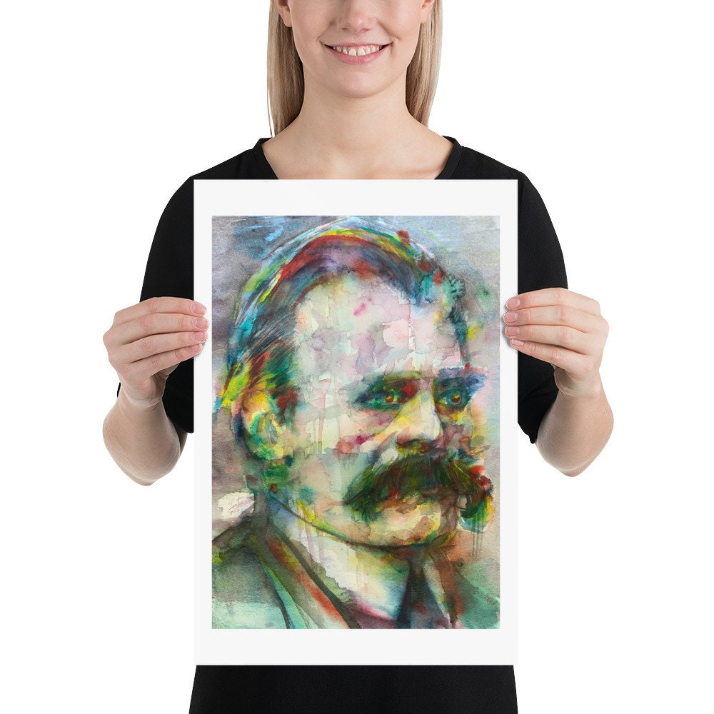 FRIEDRICH NIETZSCHE Watercolor Portrait - POSTER - Various Sizes ...