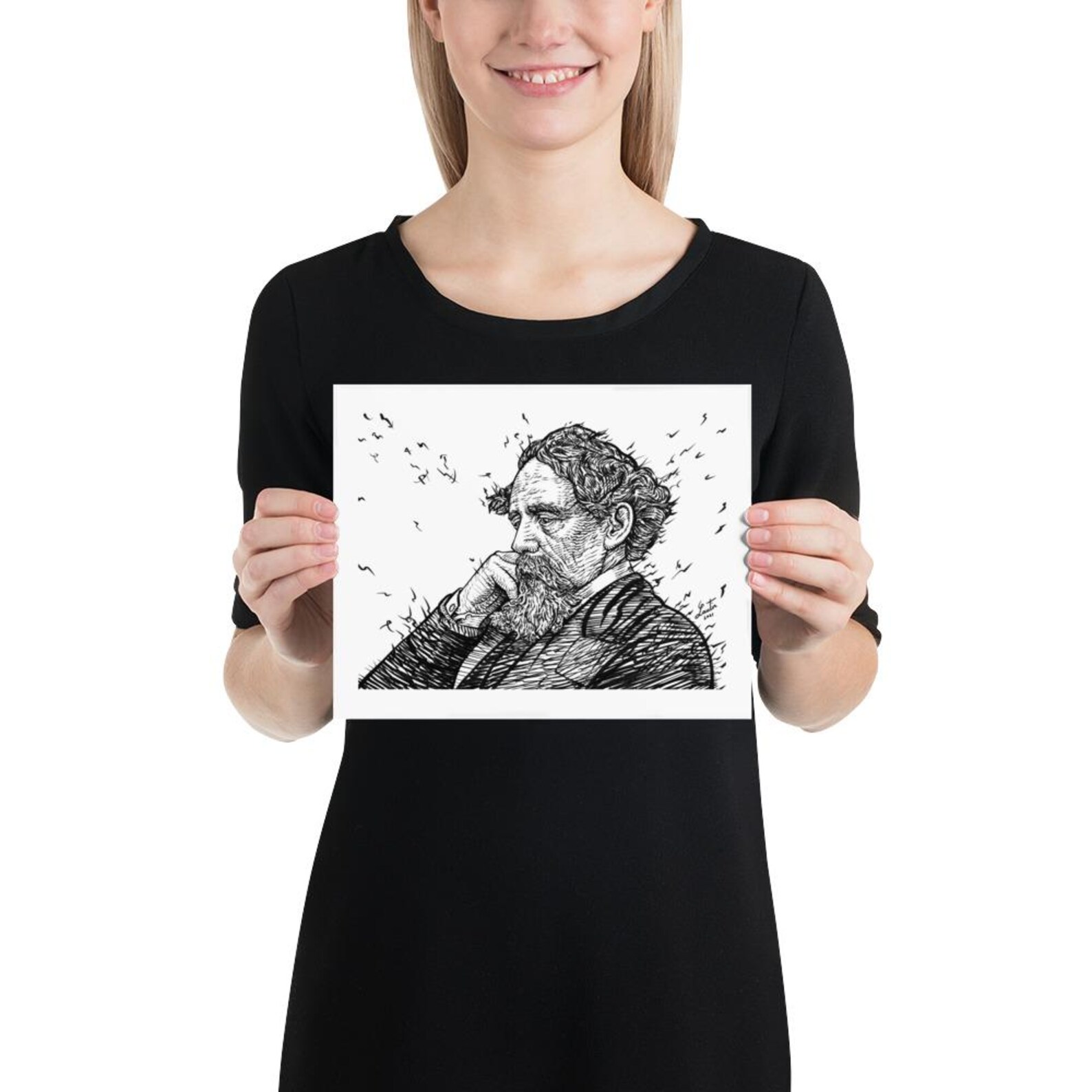 CHARLES DICKENS Ink Portrait - POSTER - Various Sizes Available! Art ...