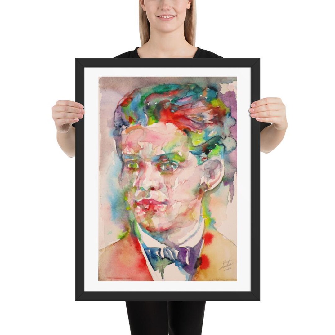 FEDERICO Garcia LORCA Watercolor Portrait - FRAMED Poster - Various ...