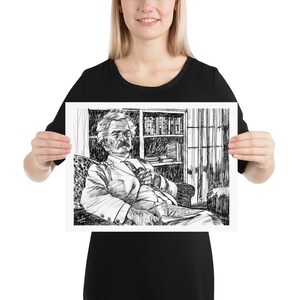 MARK TWAIN Ink Portrait - POSTER - Various Sizes Available! Art Print ...